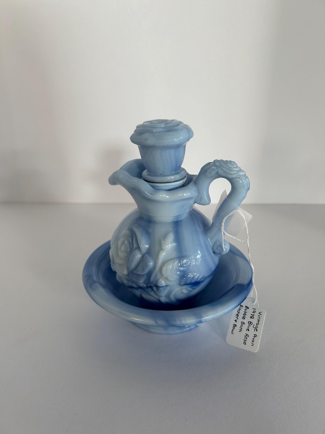Vintage Avon 1978 Victorian Decanter Blue Marble Color With Rose ...