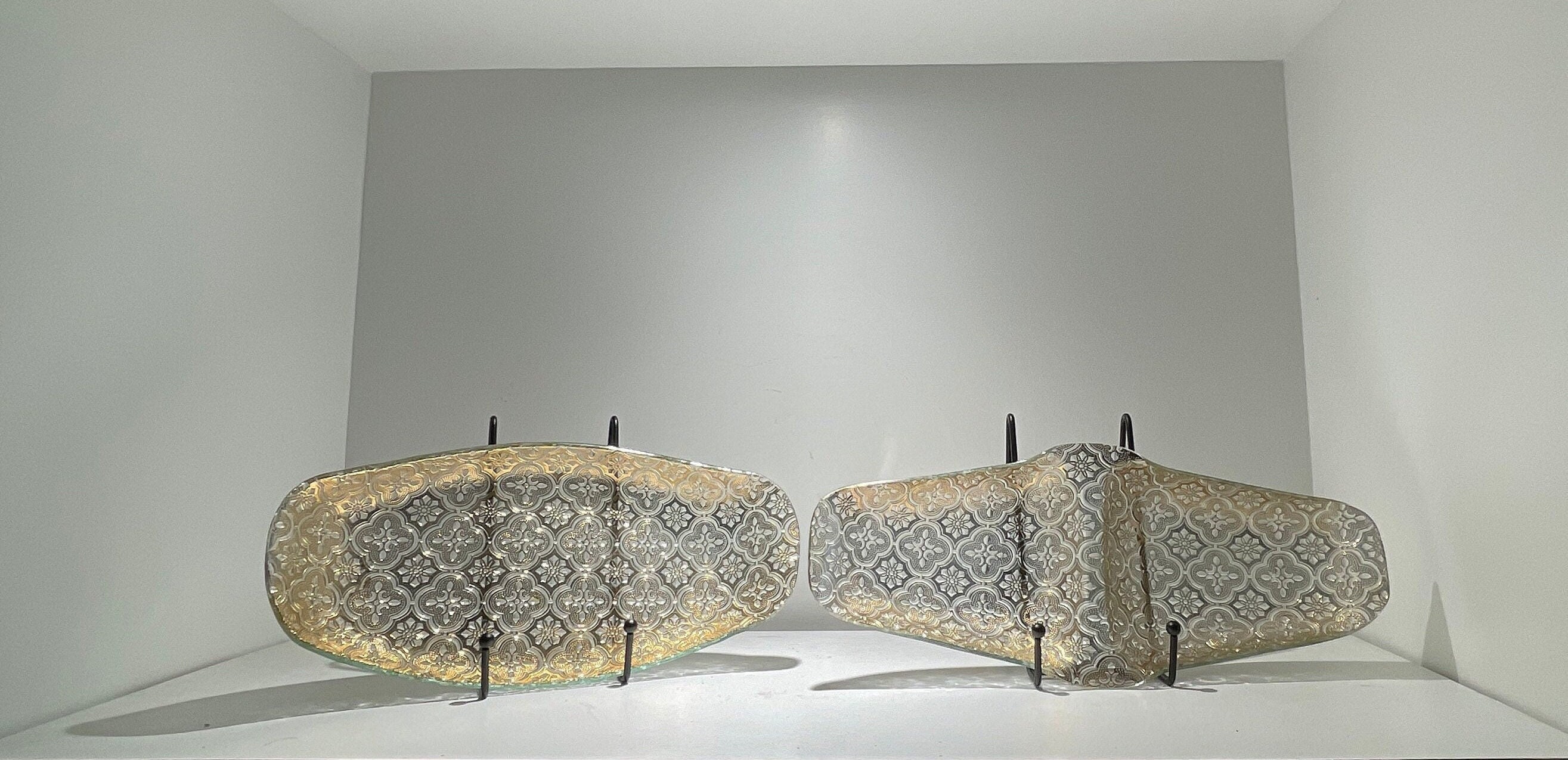 George Briard Mid Century Modern Iberian Pattern Bent Glass, Set of 2 ...