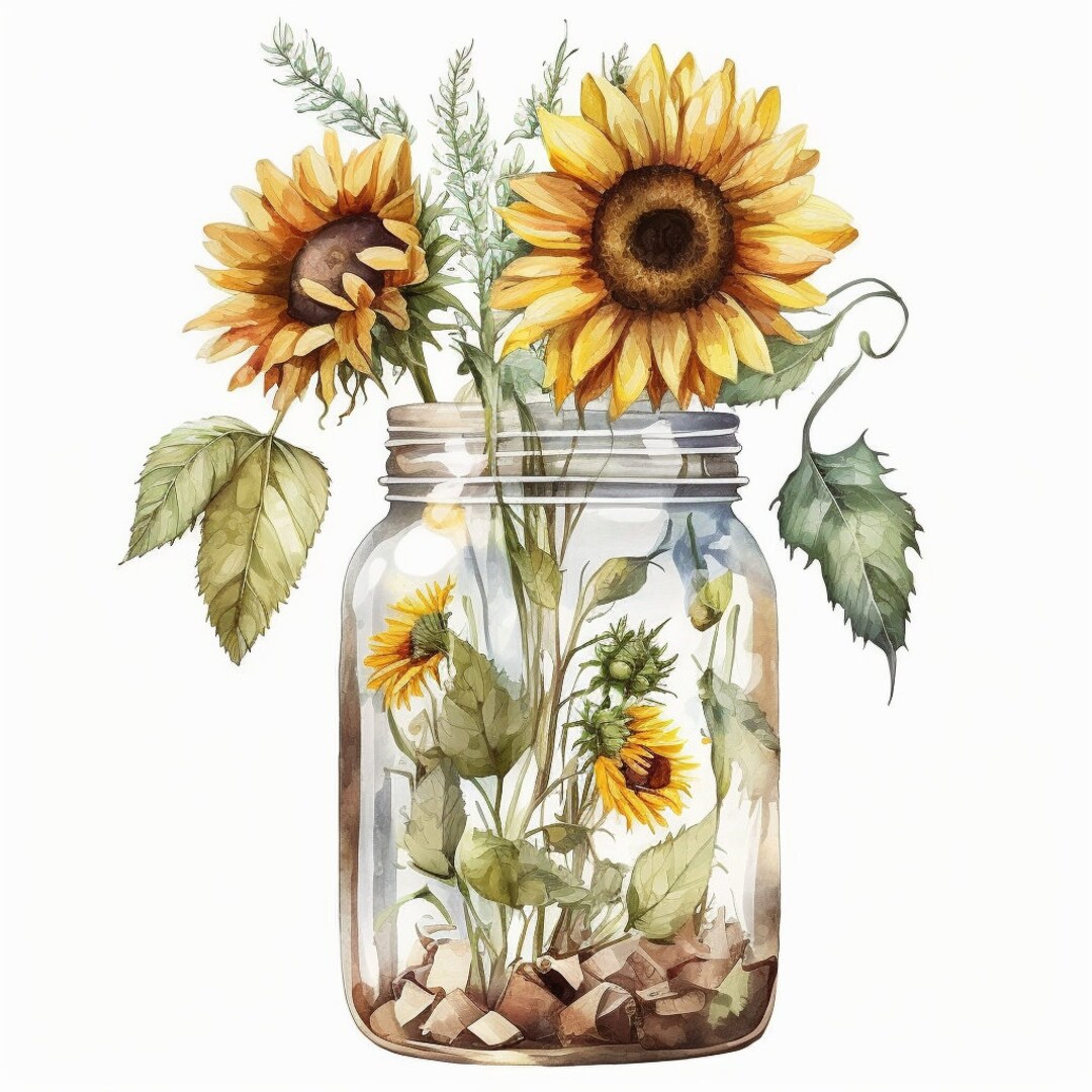 Watercolor Sunflower Clipart, Floral Bouquets, Fall Sunflowers ...