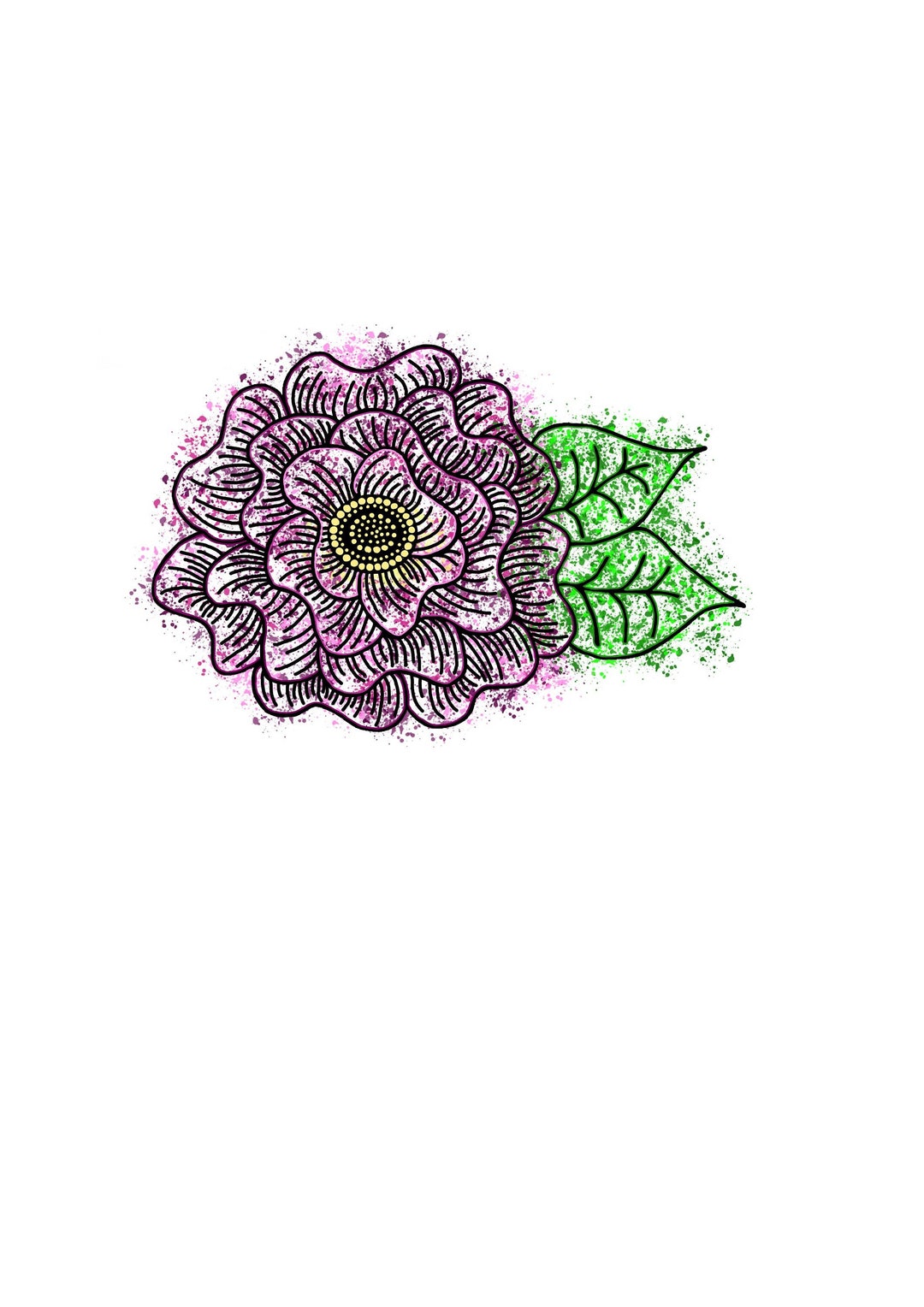 Paint -splash Pink Flower - Etsy