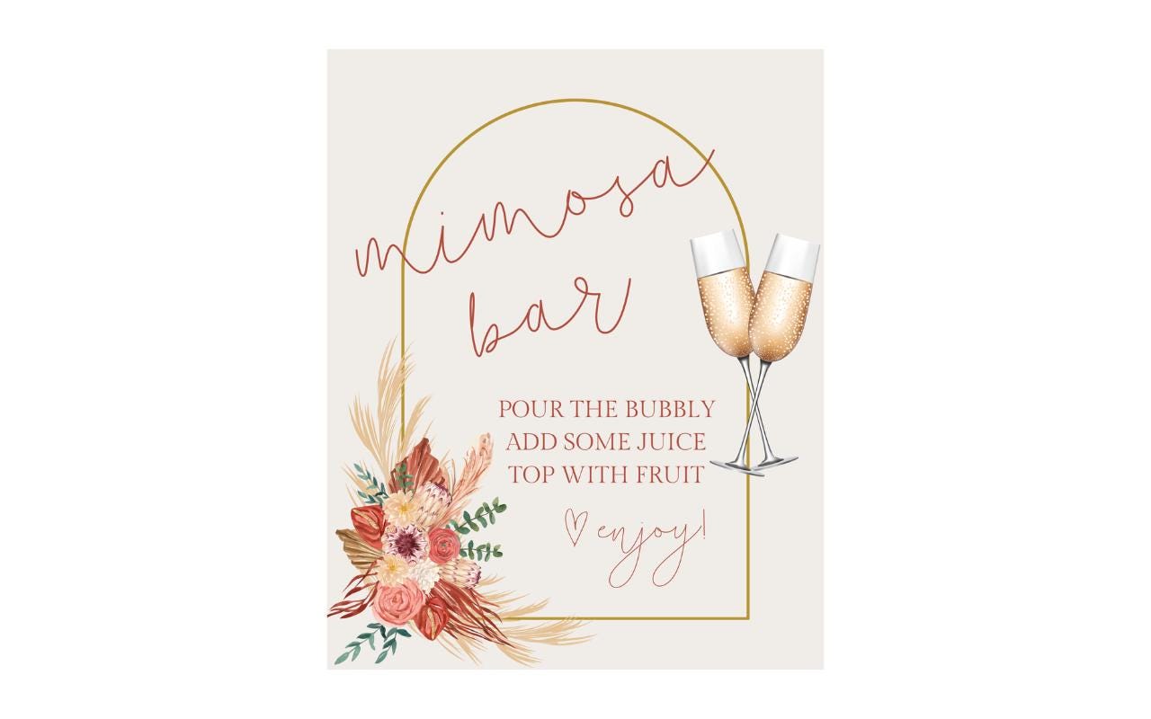 Boho Mimosa Bar Sign for Bridal Shower - Etsy