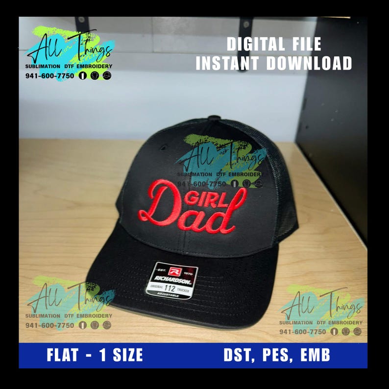 Girl Dad Hat Embroidery File - Etsy