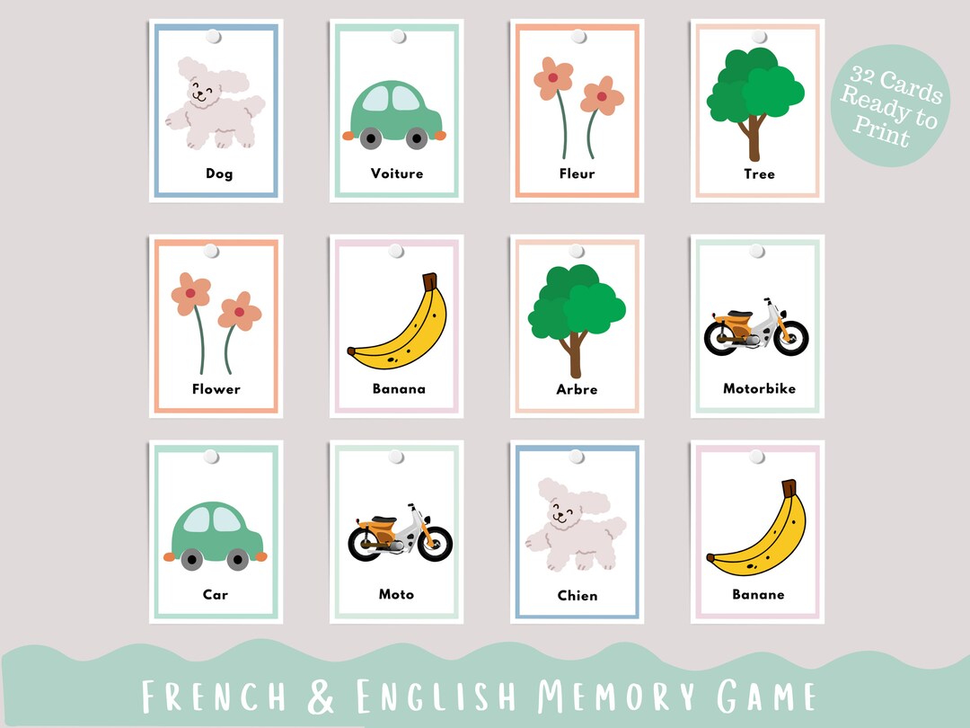 French/english Memory Game | Toddler Learning | Educational Games ...