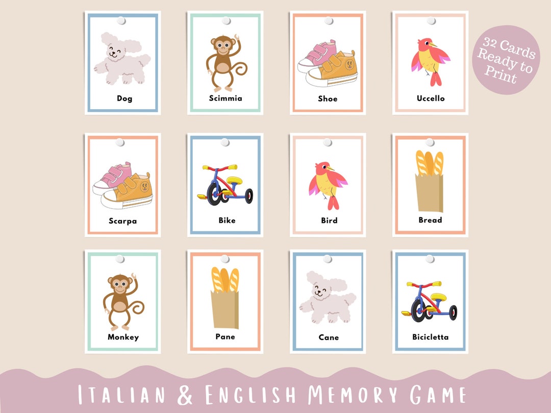 Italian/english Memory Game | Toddler Learning | Educational Games ...