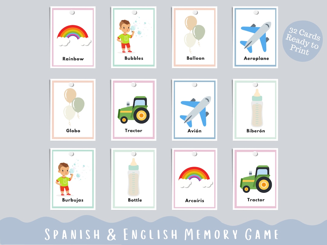 Spanish/english Memory Game | Toddler Learning | Educational Games ...