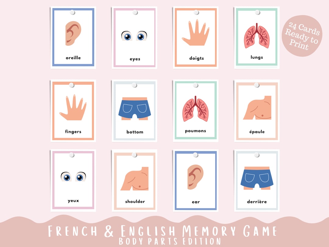 French/english Memory Game | Body Parts | Human Body | Toddler Learning ...