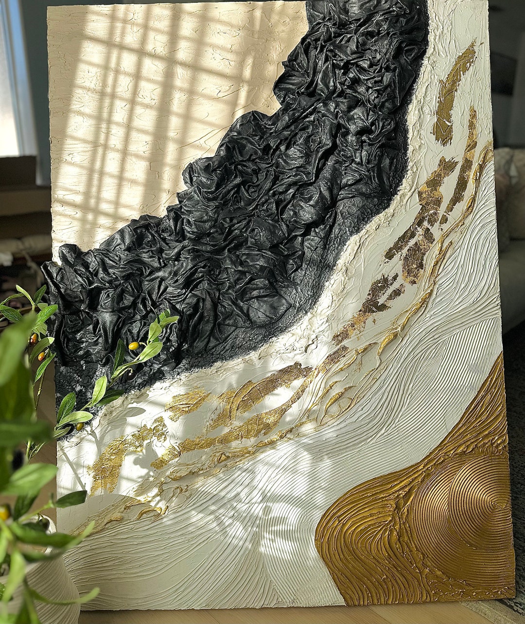 Large Fabric Textured Art Minimalist 3D Textured Wall Art - Etsy