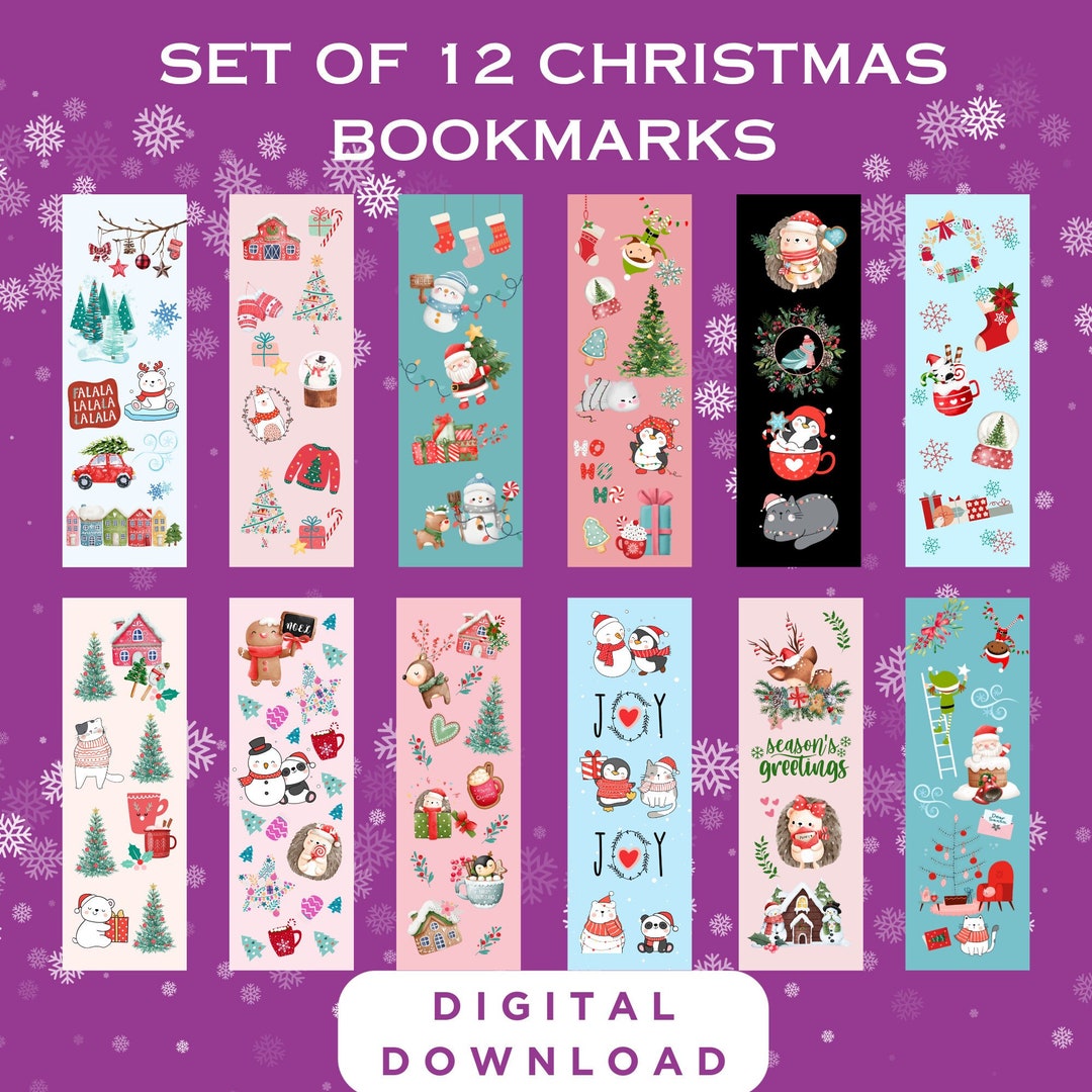 Christmas Bookmarks Set: Winter Holiday Designs (digital Download) - Etsy