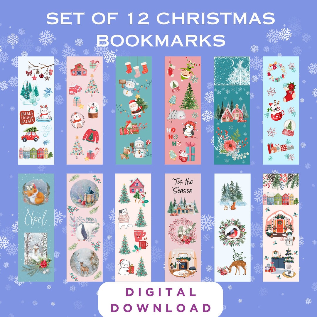 Christmas Bookmarks Set: Winter Holiday Designs (digital Download) - Etsy