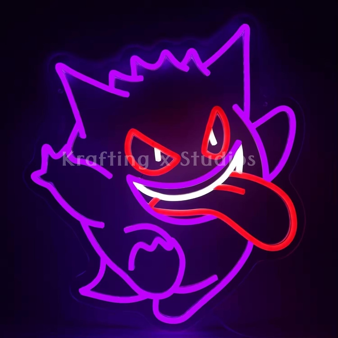 Anime Pokemon LED Neon Sign Gengar Ghost USB Power Dimmable Light Home ...
