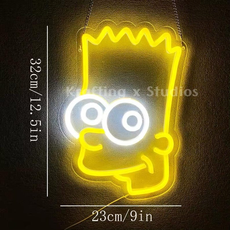 The Simpsons LED Neon Sign Bart Simpson USB Power Dimmable Light Home ...