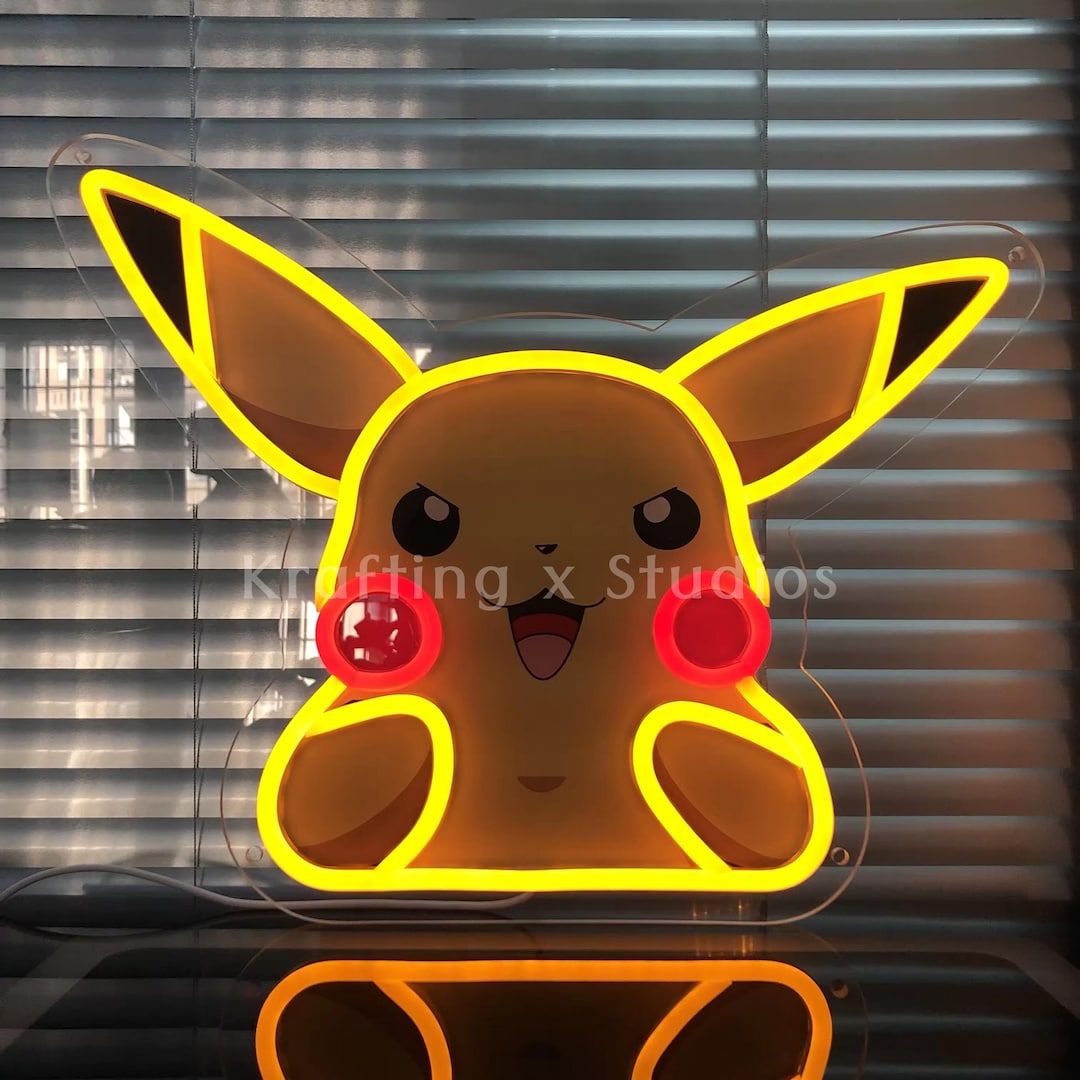 Anime Pokemon Pikachu LED Light Sign Home Decor for Wall Office Game ...