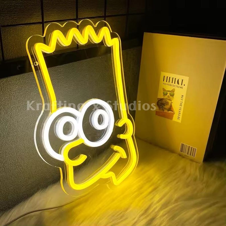 The Simpsons LED Neon Sign Bart Simpson USB Power Dimmable Light Home ...
