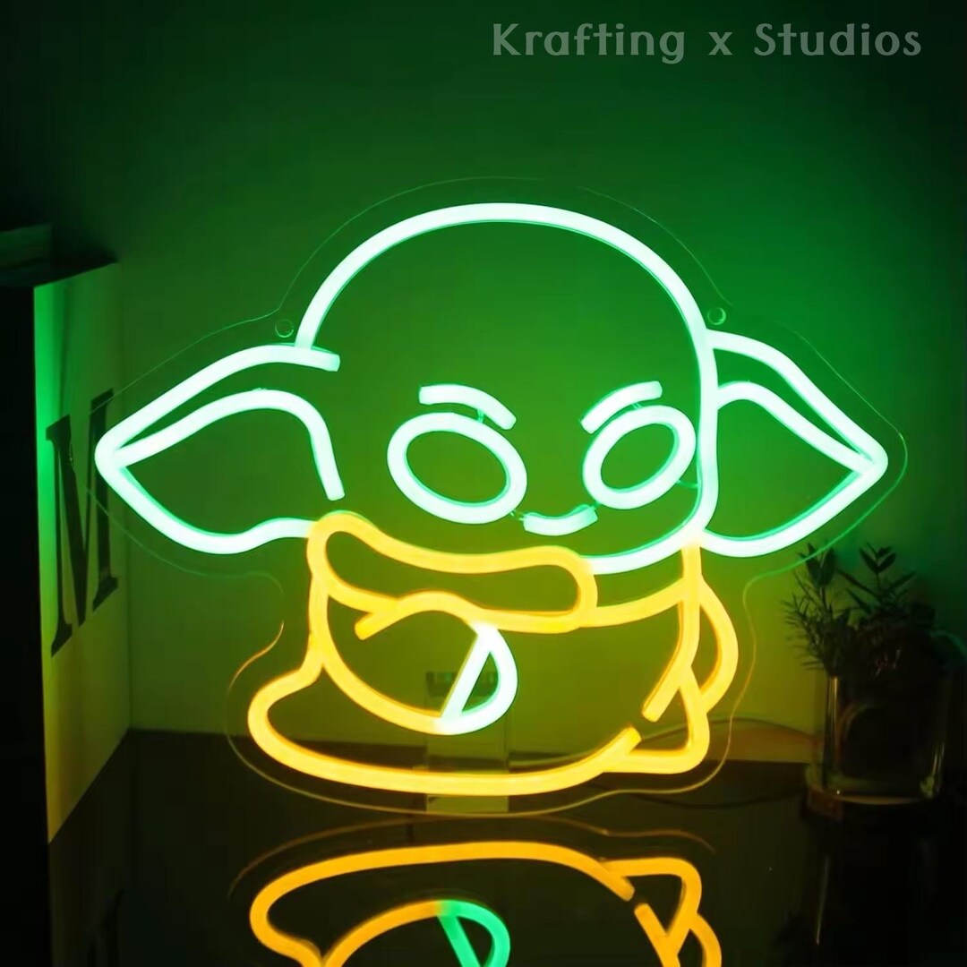 Baby Yoda LED Neon Sign Grogu USB Power Dimmable Light Home Decor for ...