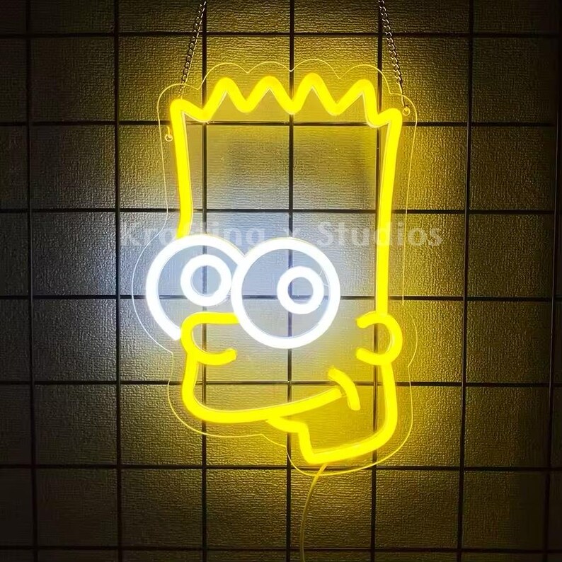 The Simpsons LED Neon Sign Bart Simpson USB Power Dimmable Light Home ...