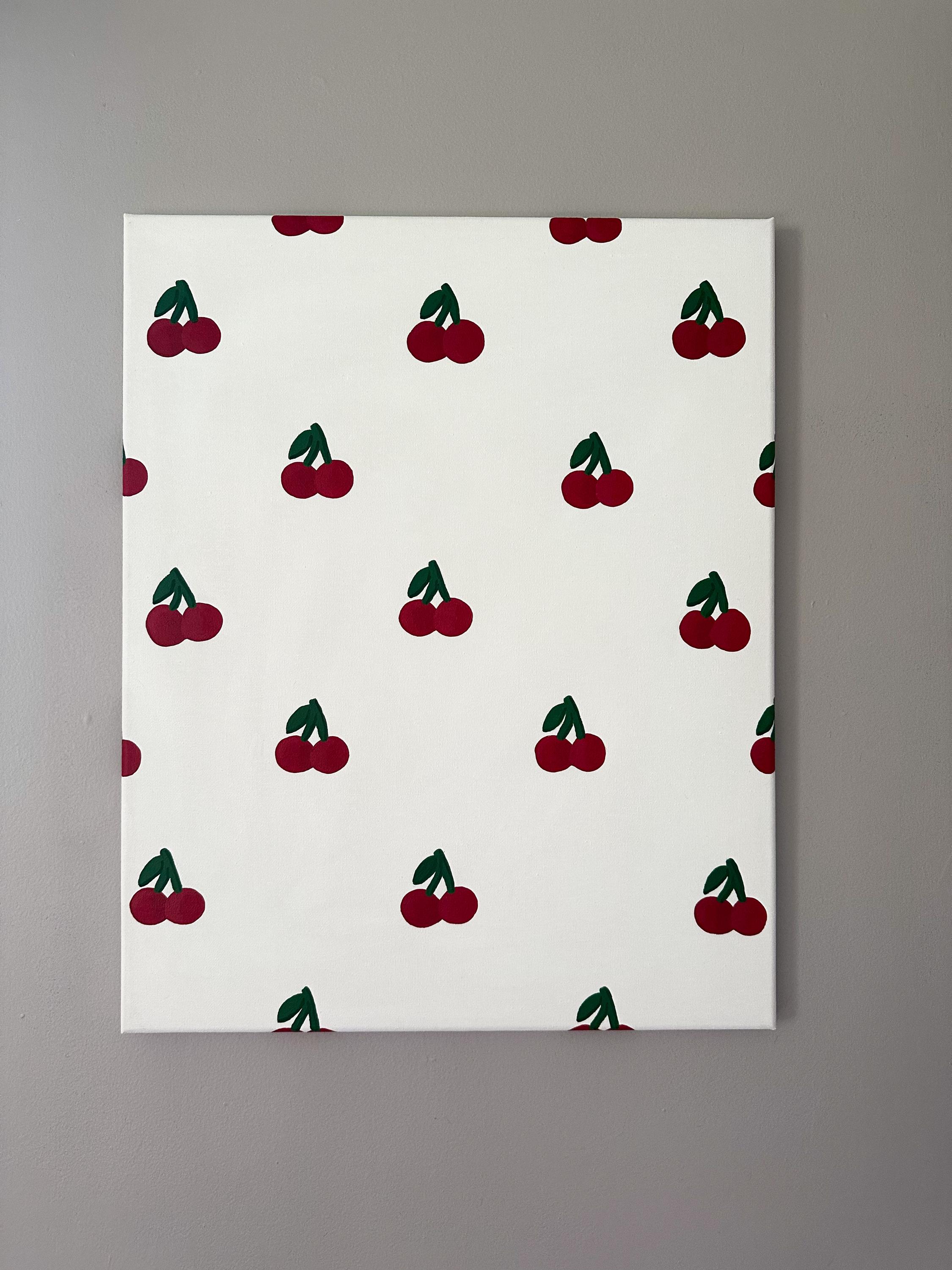 Hand-painted Cherry Wall Art – Minimalist Cherry Canvas Décor – Modern ...