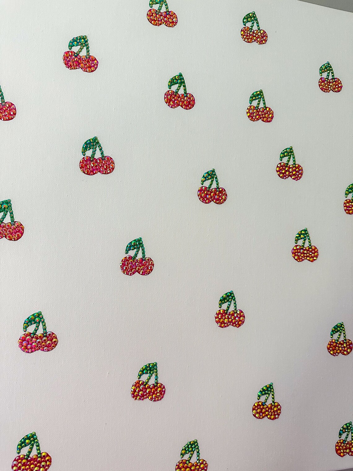 Cherry Rhinestone Canvas, Cherry Wall Art, Red Cherries Pattern Art ...