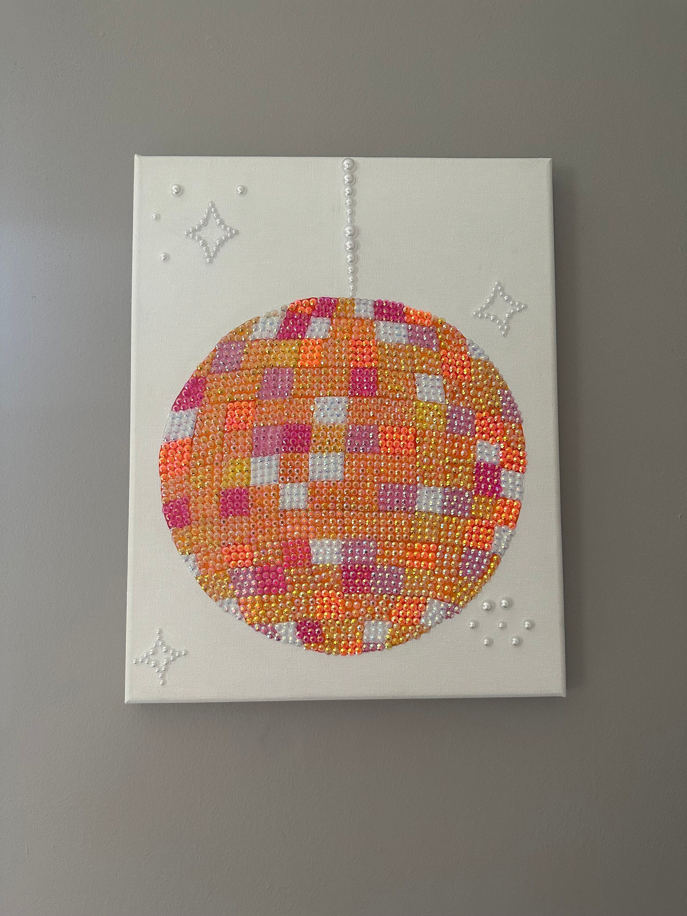 Rhinestone Disco Ball Canvas Disco Ball Decor, Rhinestone Canvas ...
