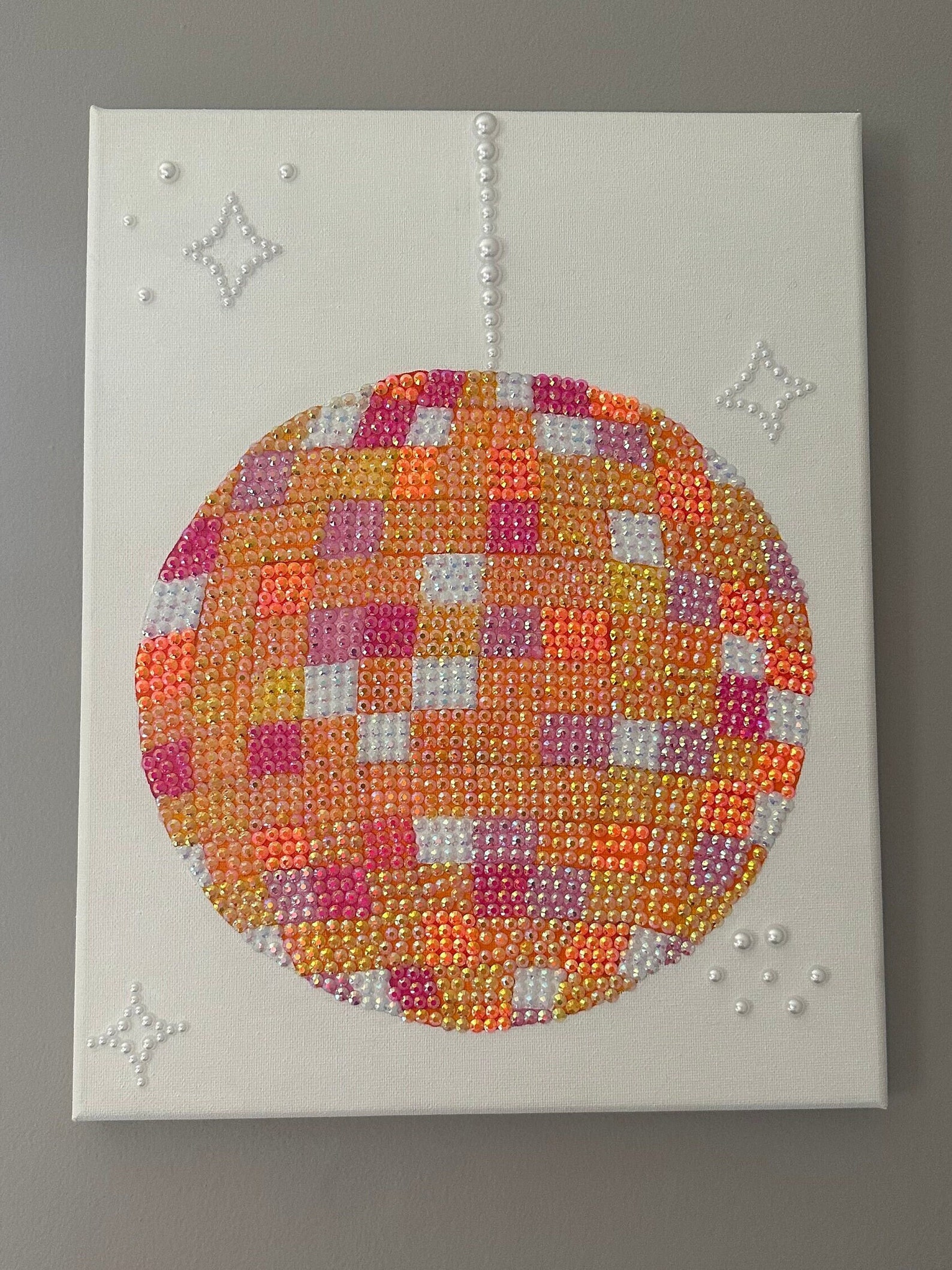 Rhinestone Disco Ball Canvas, Disco Ball Decor, Rhinestone Canvas ...