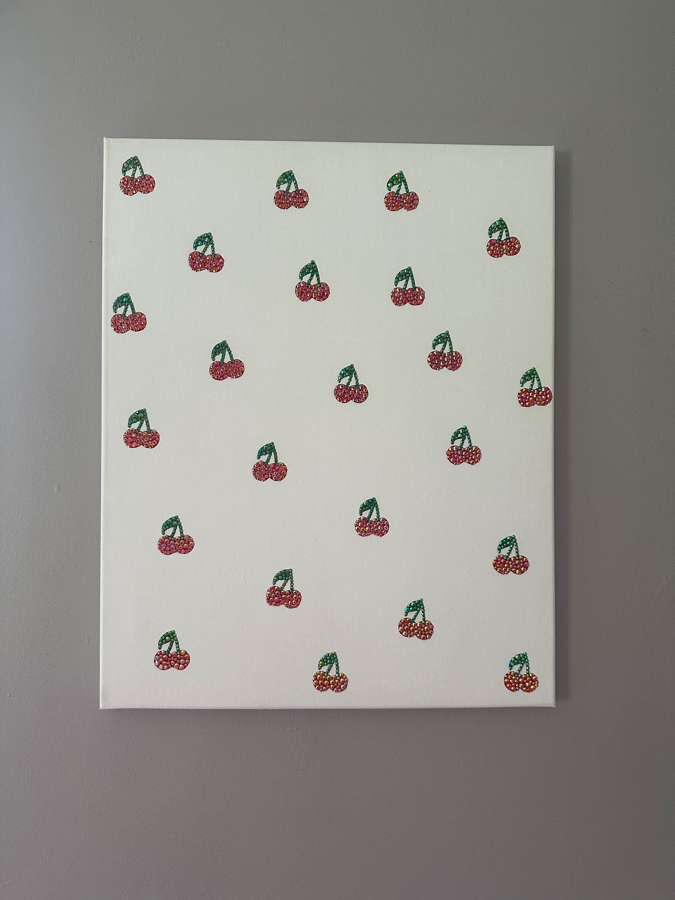Cherry Rhinestone Canvas, Cherry Wall Art, Red Cherries Pattern Art ...