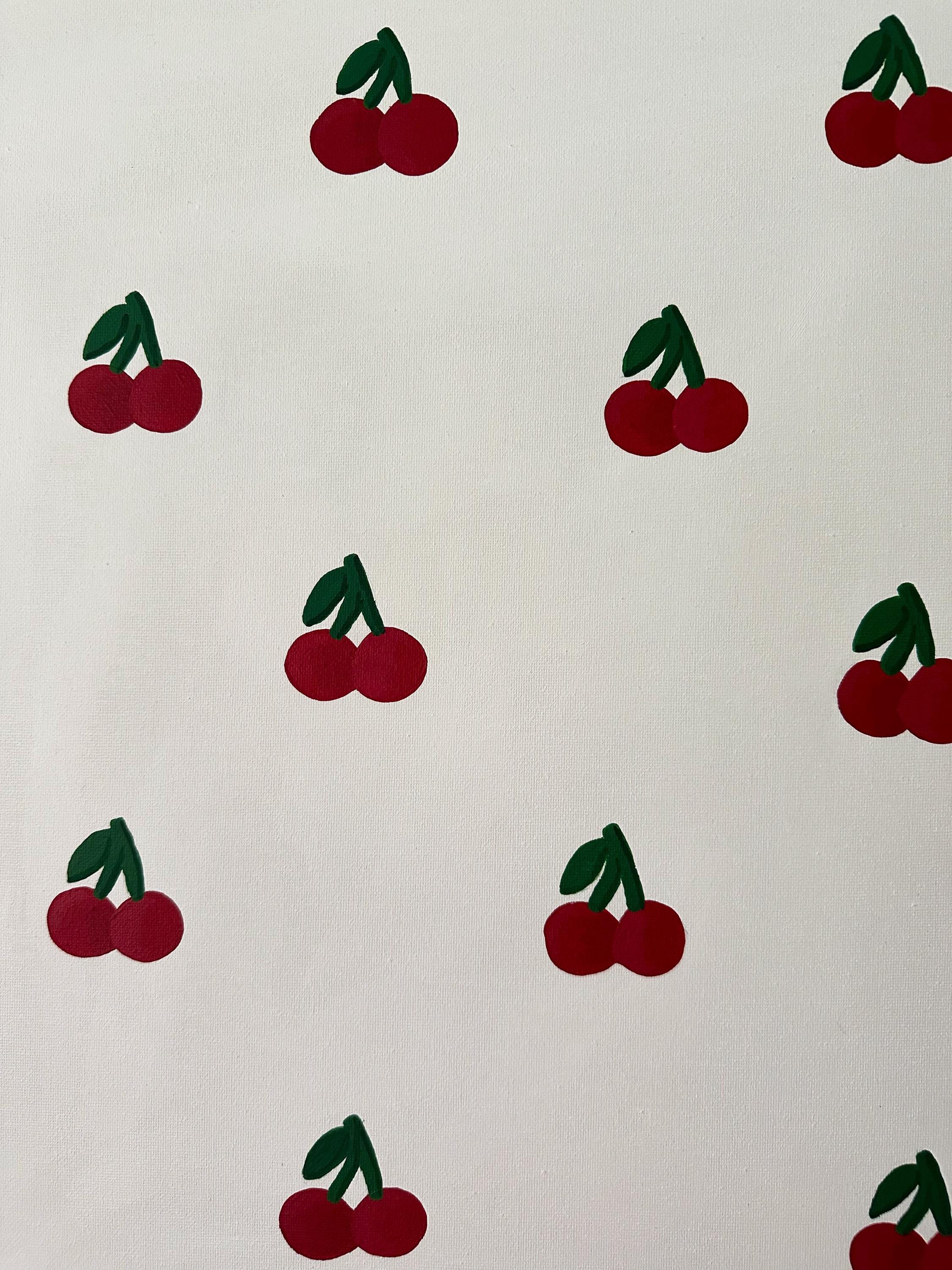 Hand-painted Cherry Wall Art – Minimalist Cherry Canvas Décor – Modern ...