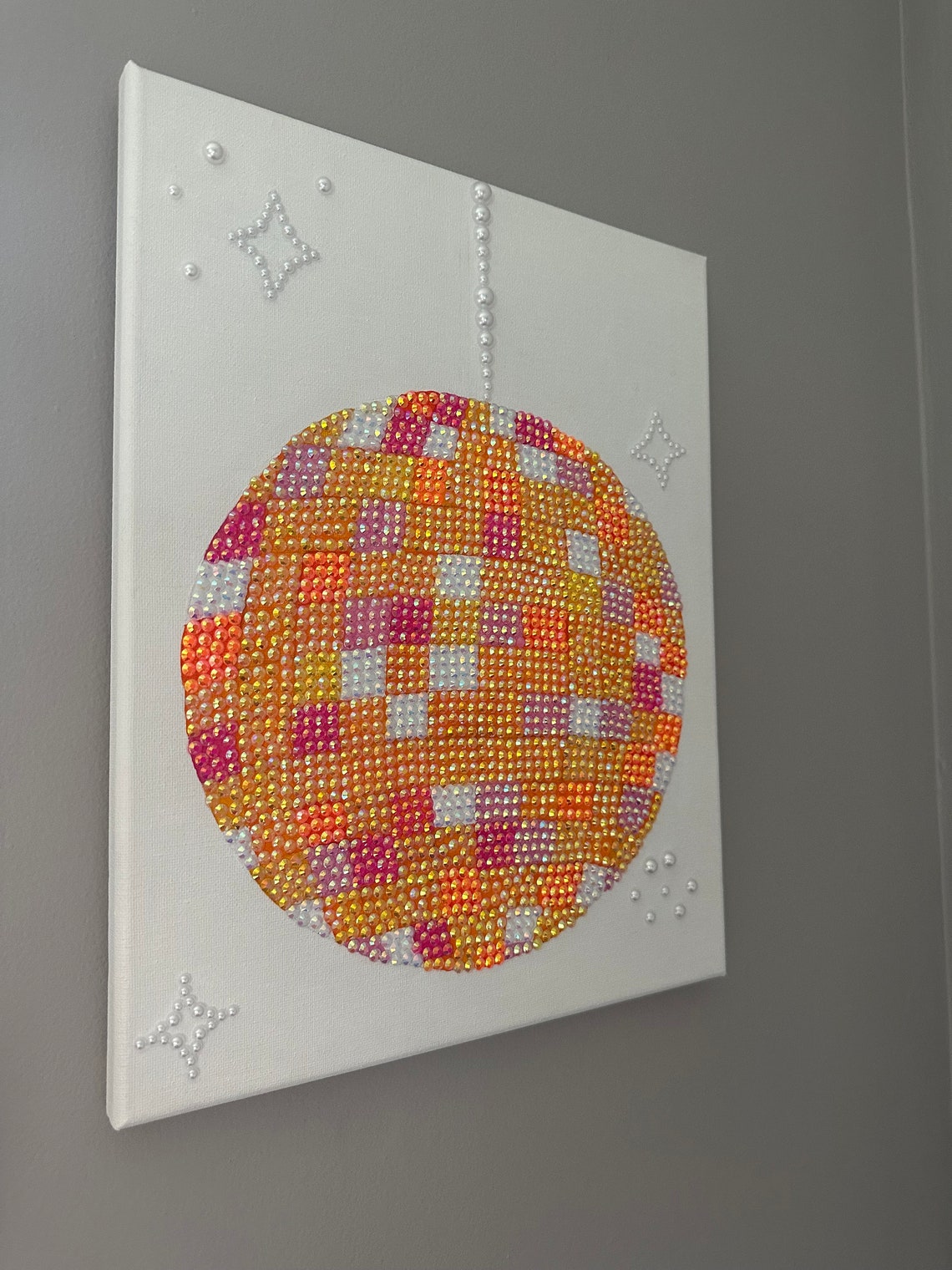 Rhinestone Disco Ball Canvas Disco Ball Decor, Rhinestone Canvas ...