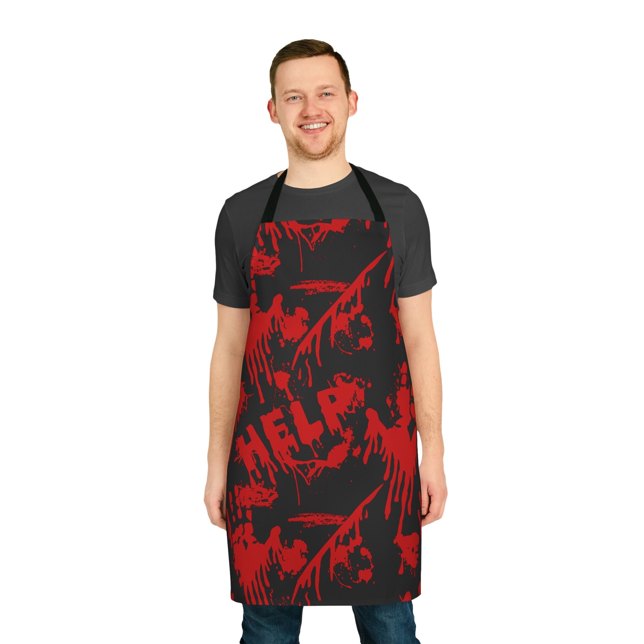 Blood Splatter Horror Movie Night Apron, Black Straps Gift for Him and ...