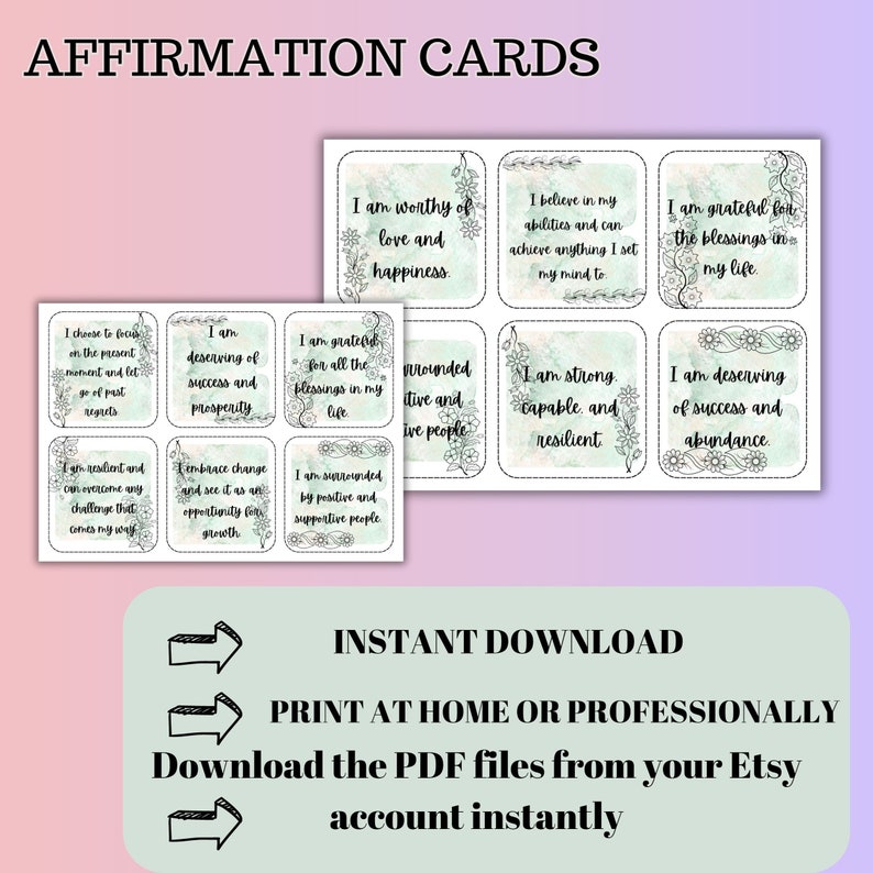 Positive Printable Card Affirmation Card Wellness Gift Card Self-care ...
