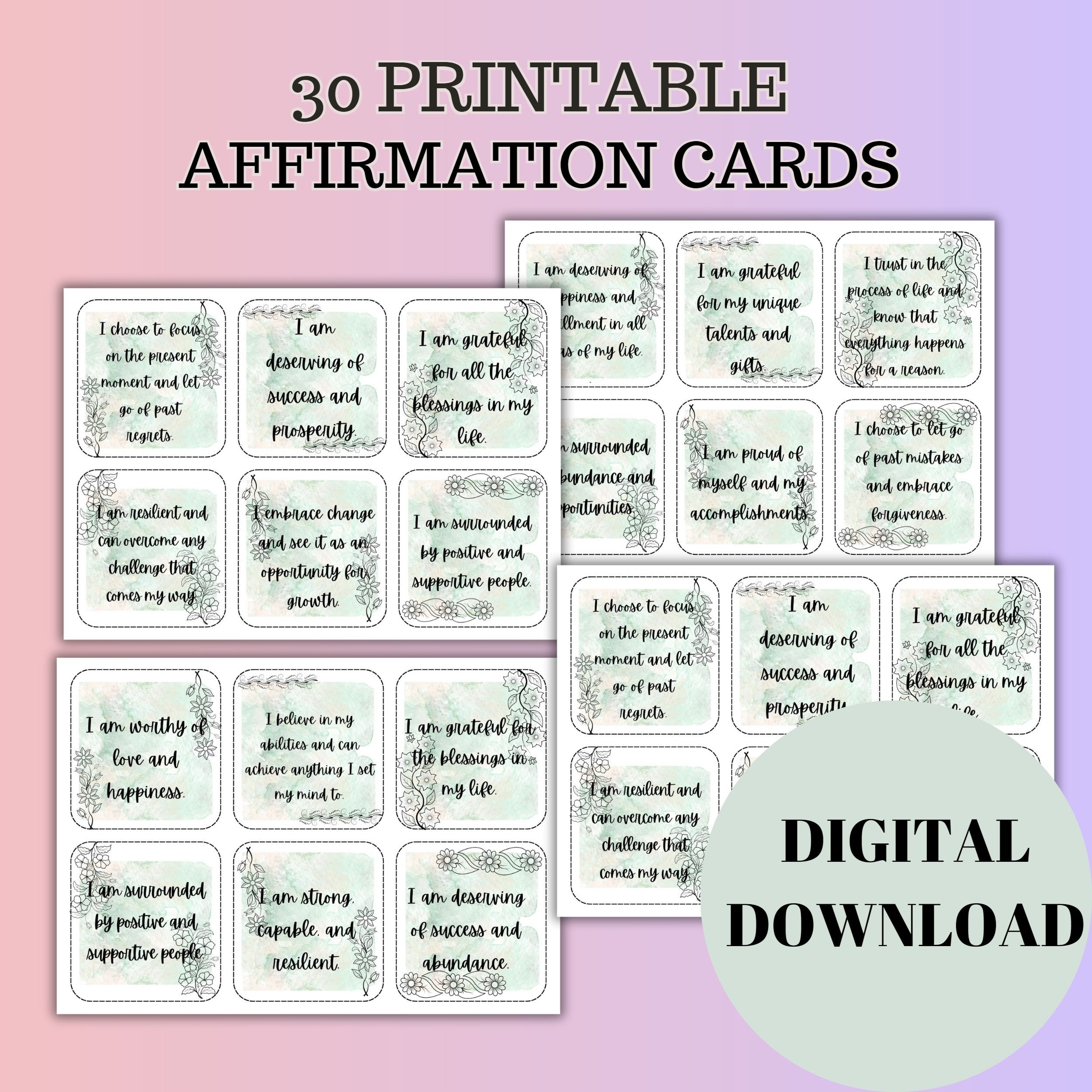 Positive Printable Card Affirmation Card Wellness Gift Card Self-care ...
