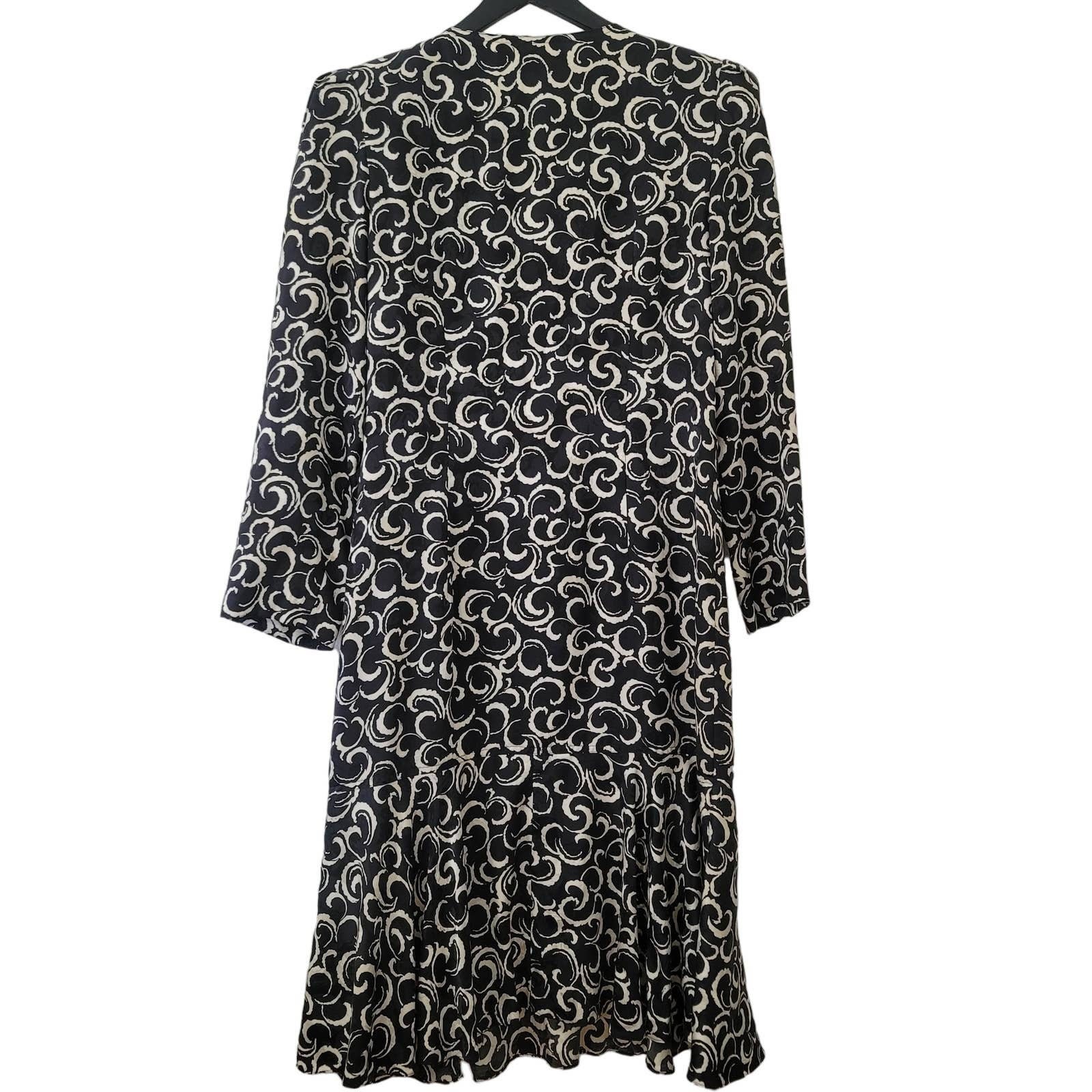 Vintage 80s Maggie London Jeannene Booher Silk Dress Size 10 Black ...