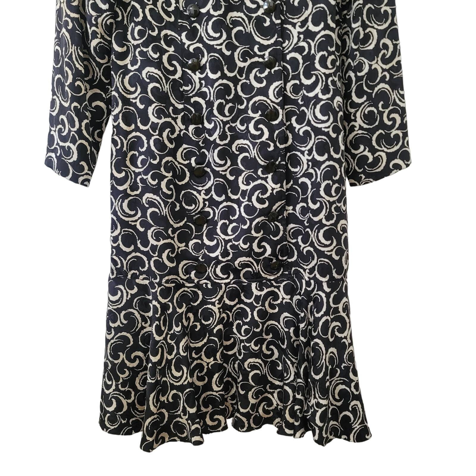 Vintage 80s Maggie London Jeannene Booher Silk Dress Size 10 Black ...