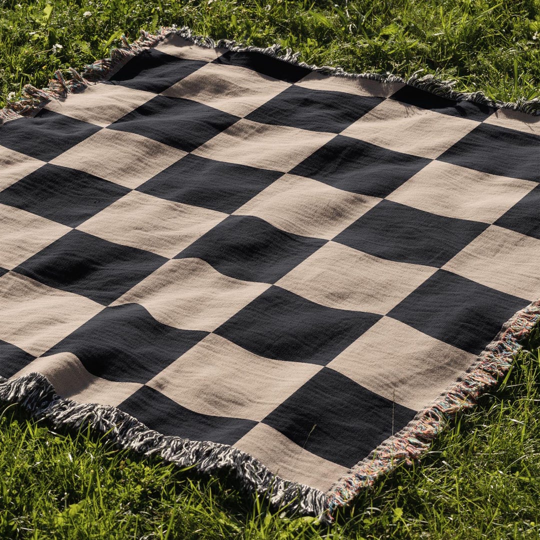 Checker Woven Blanket: Modern Geometric Throw - Etsy