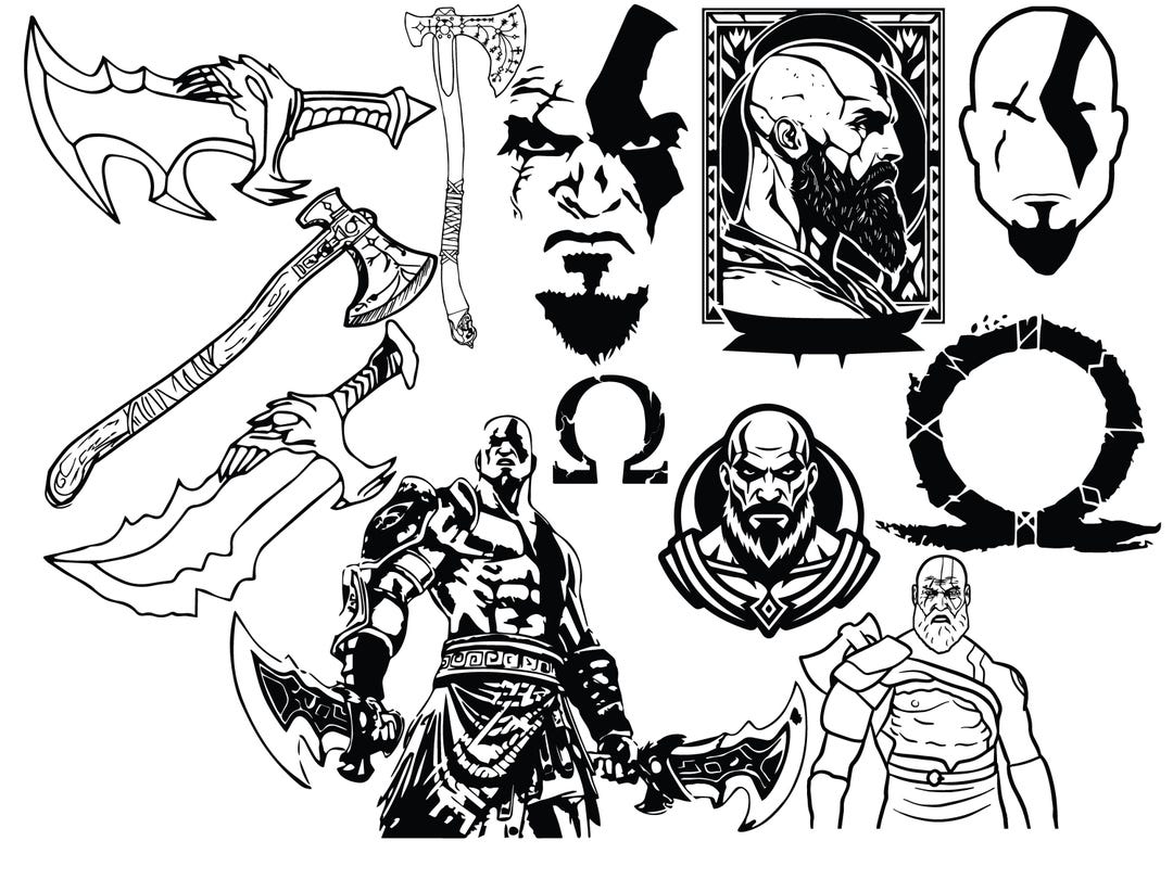 GOW / Kratos / Retro Themed Svgs File Pack! *highest Quality* - Etsy
