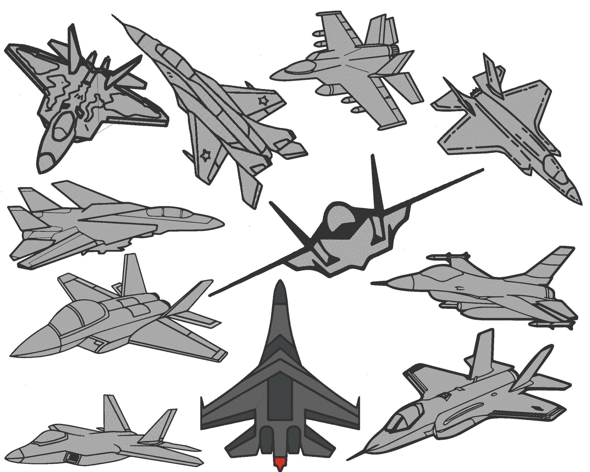 Great Fighter Jet Embroidery Machine Files! *instant Download* - Etsy