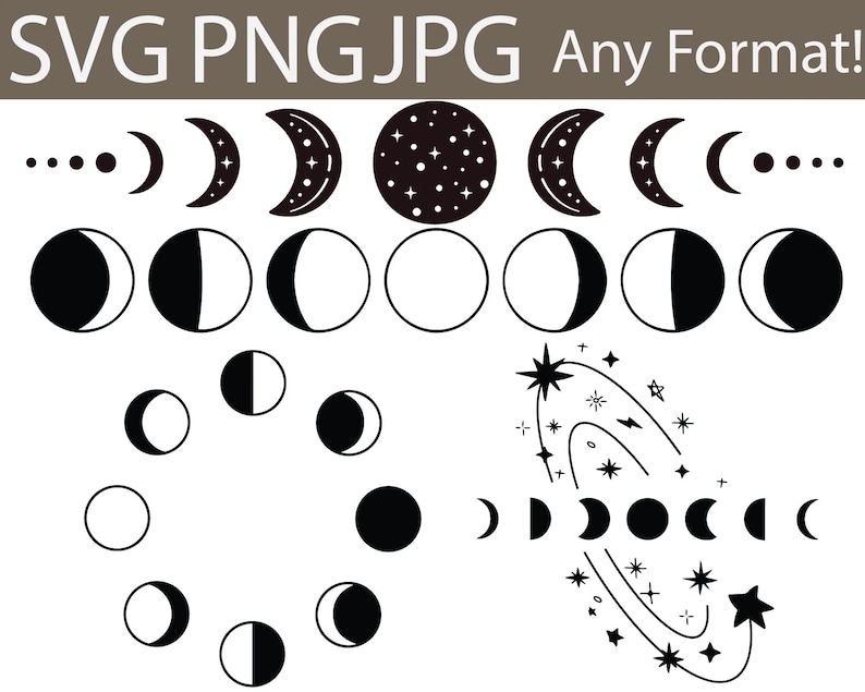 Lunar Themed Moon Phases Themed Svgs File Pack highest - Etsy