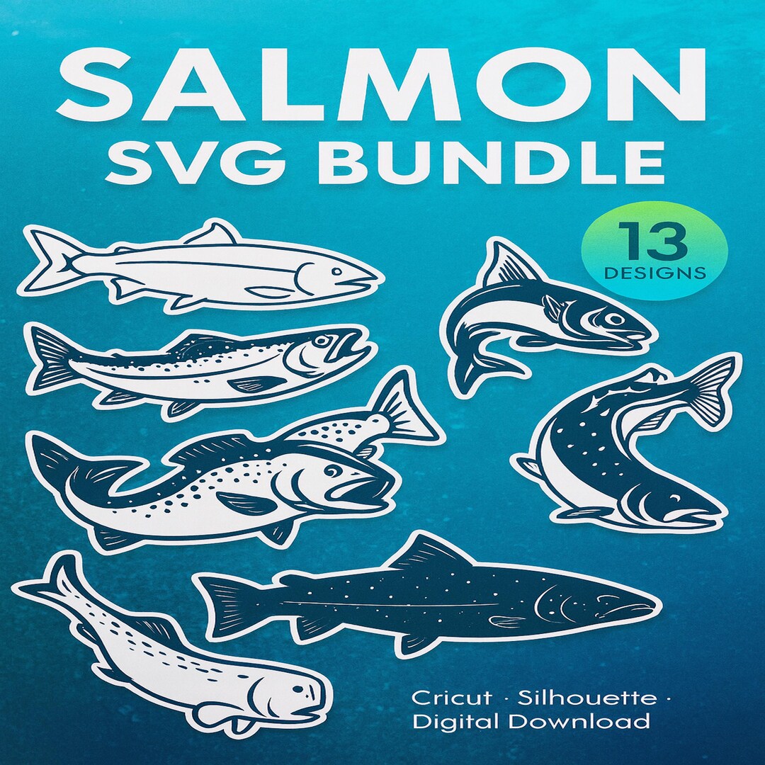 Salmon Fish Themed Svgs File Pack! *highest Quality* - Etsy