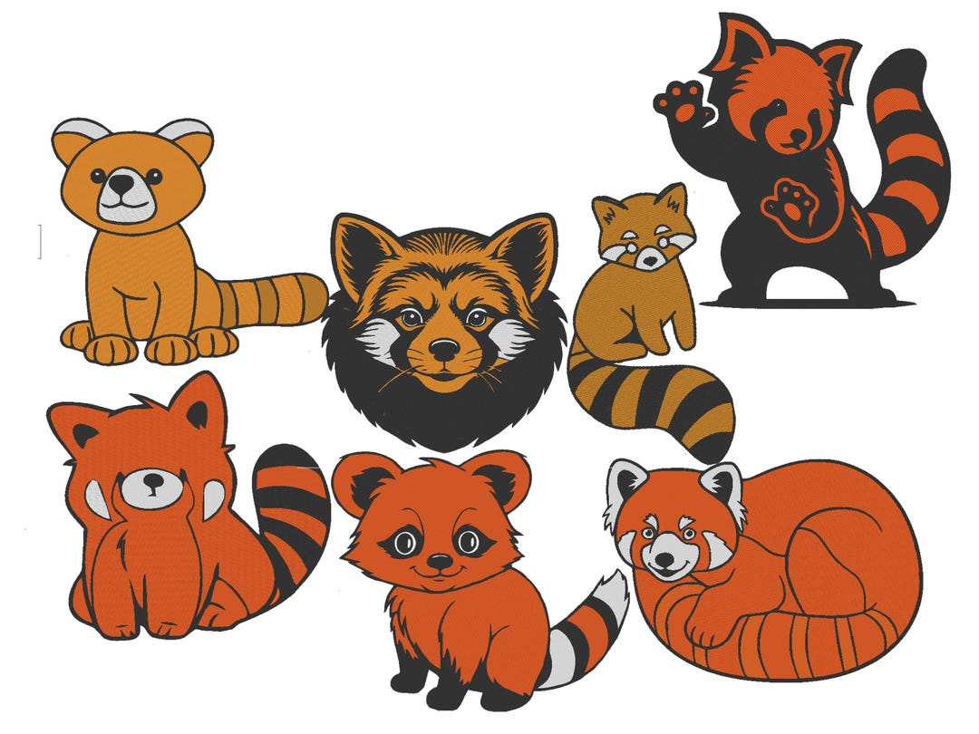Red Panda Animal Themed PES Embroidery Machine Files Pack! (highest ...