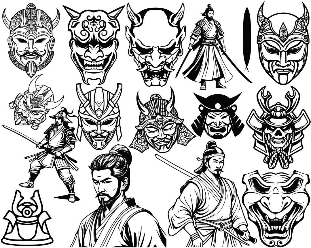 Samurai / Shogun Mask Themed Svgs File Pack! *highest Quality* - Etsy