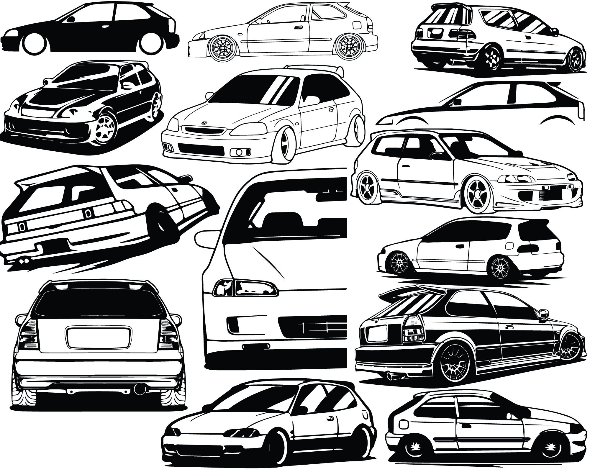 EK / EG Hatchback Car Themed Svgs File Pack! *highest Quality* - Etsy
