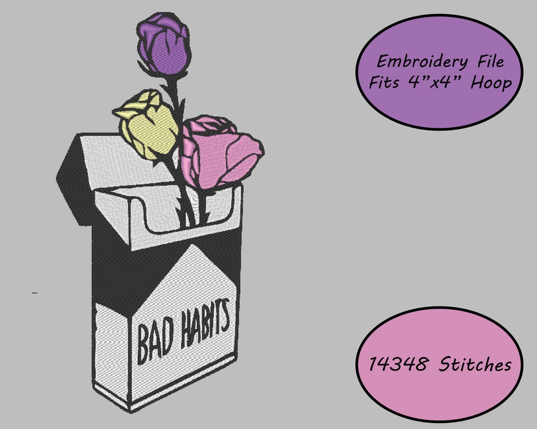 Bad Habits Embroidery Machine File Download! *instant Download* - Etsy