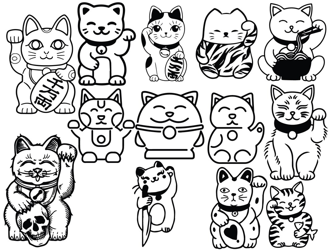 Lucky Cat Themed Svgs File Pack! *very High Quality* - Etsy