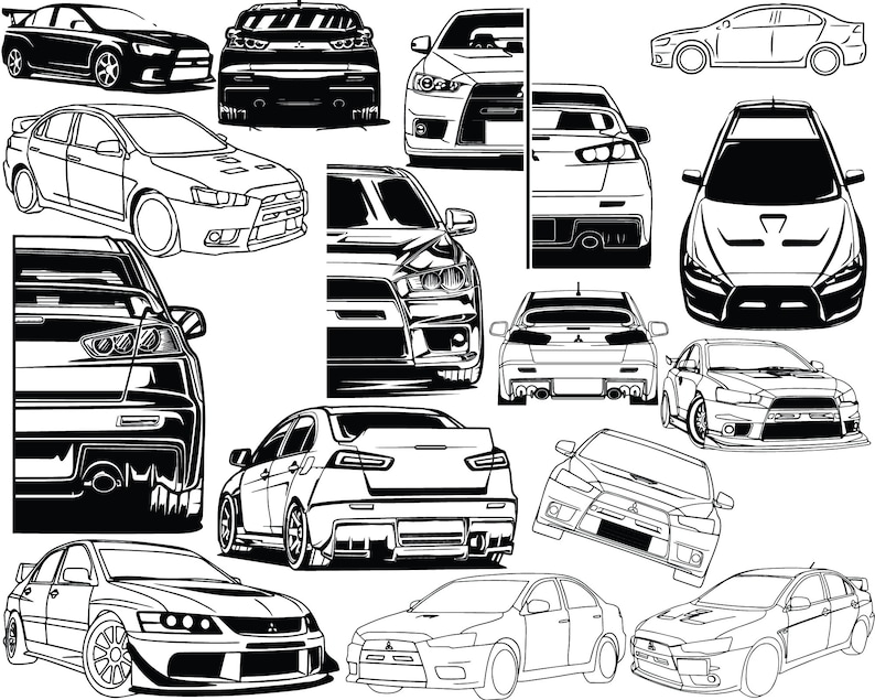 Evo X Themed Car Svgs File Pack highest Quality - Etsy
