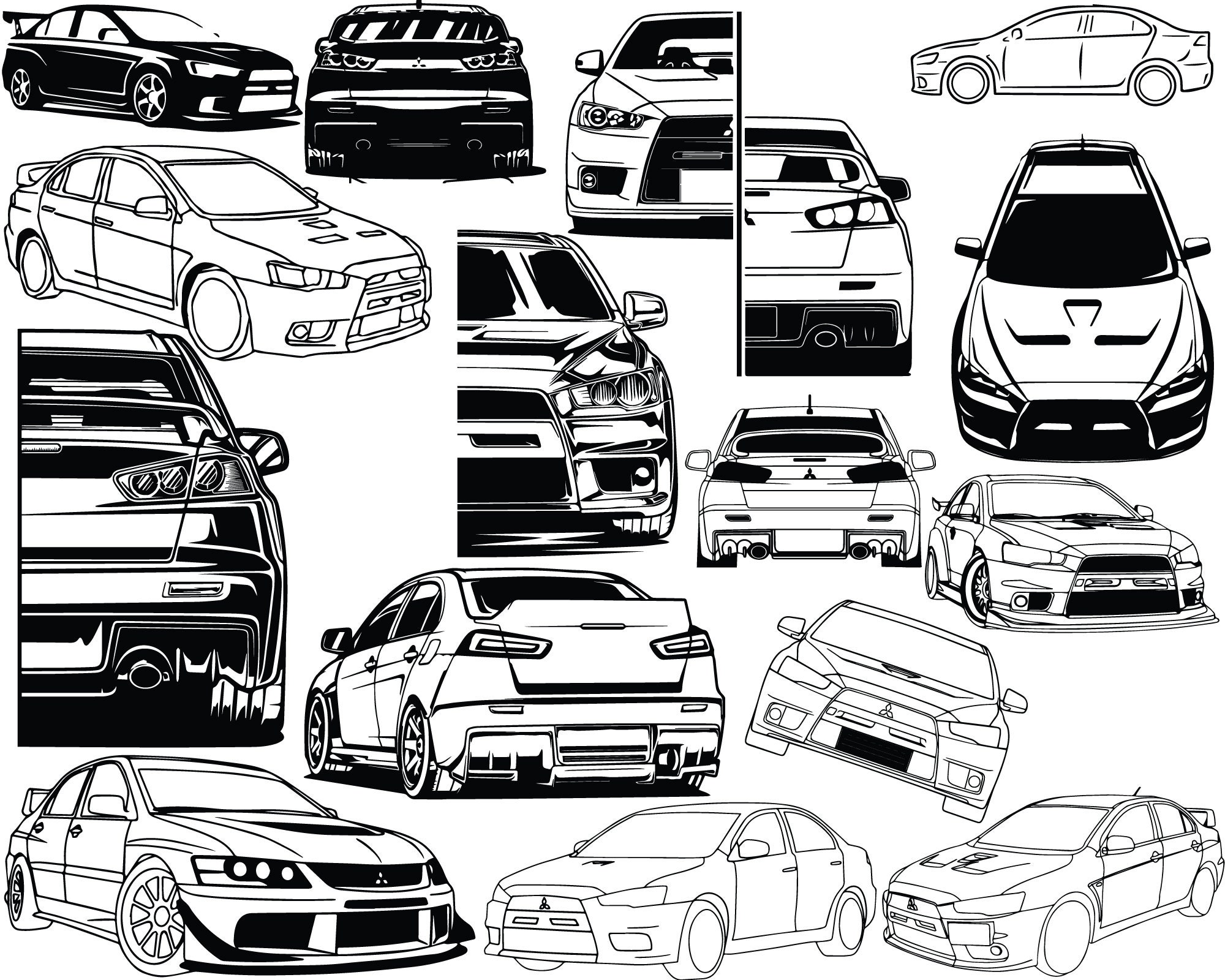 Evo X Themed Car Svgs File Pack highest Quality - Etsy