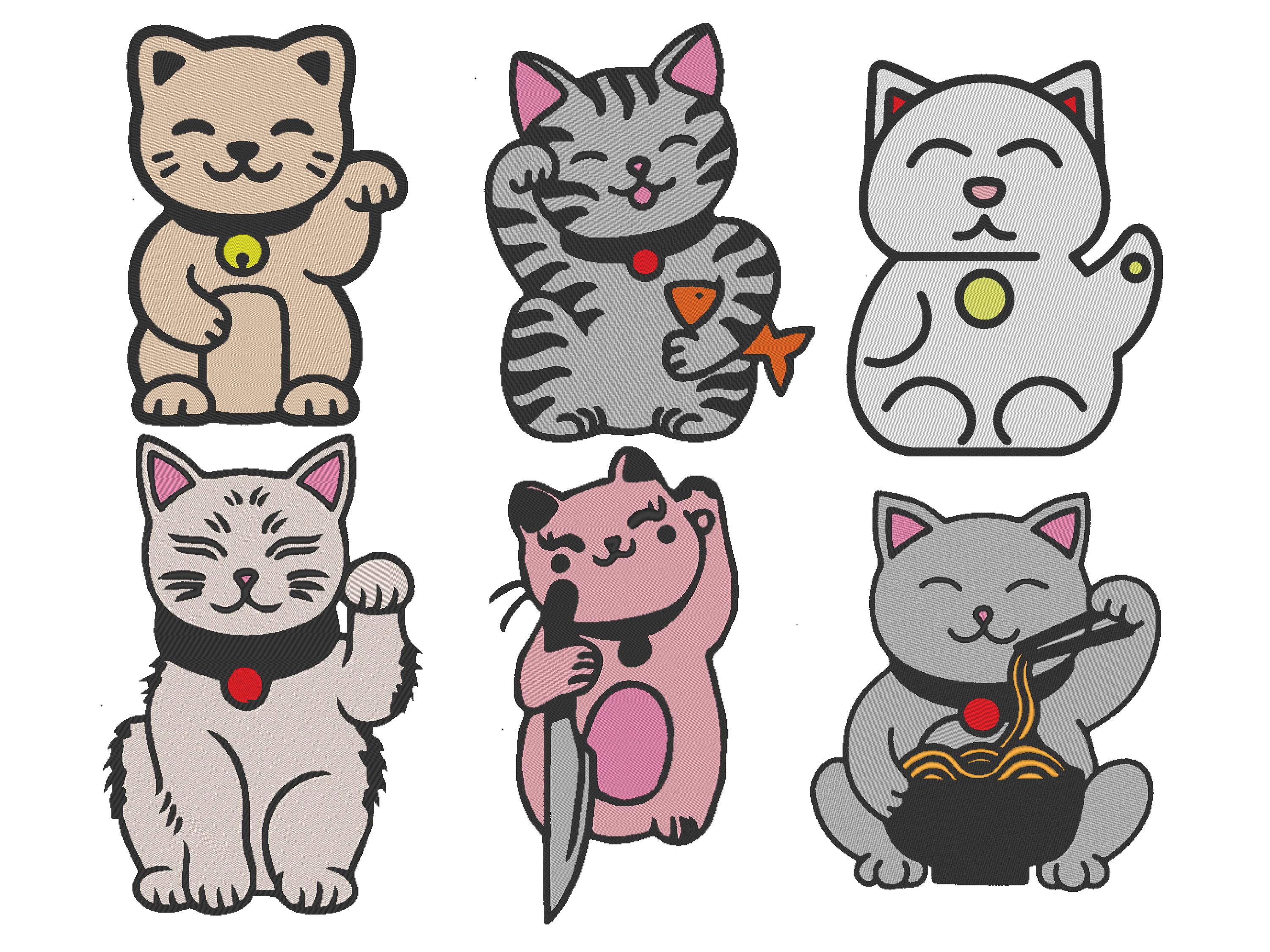 Lucky Cat Themed PES Embroidery File Pack! *easy to Use* - Etsy