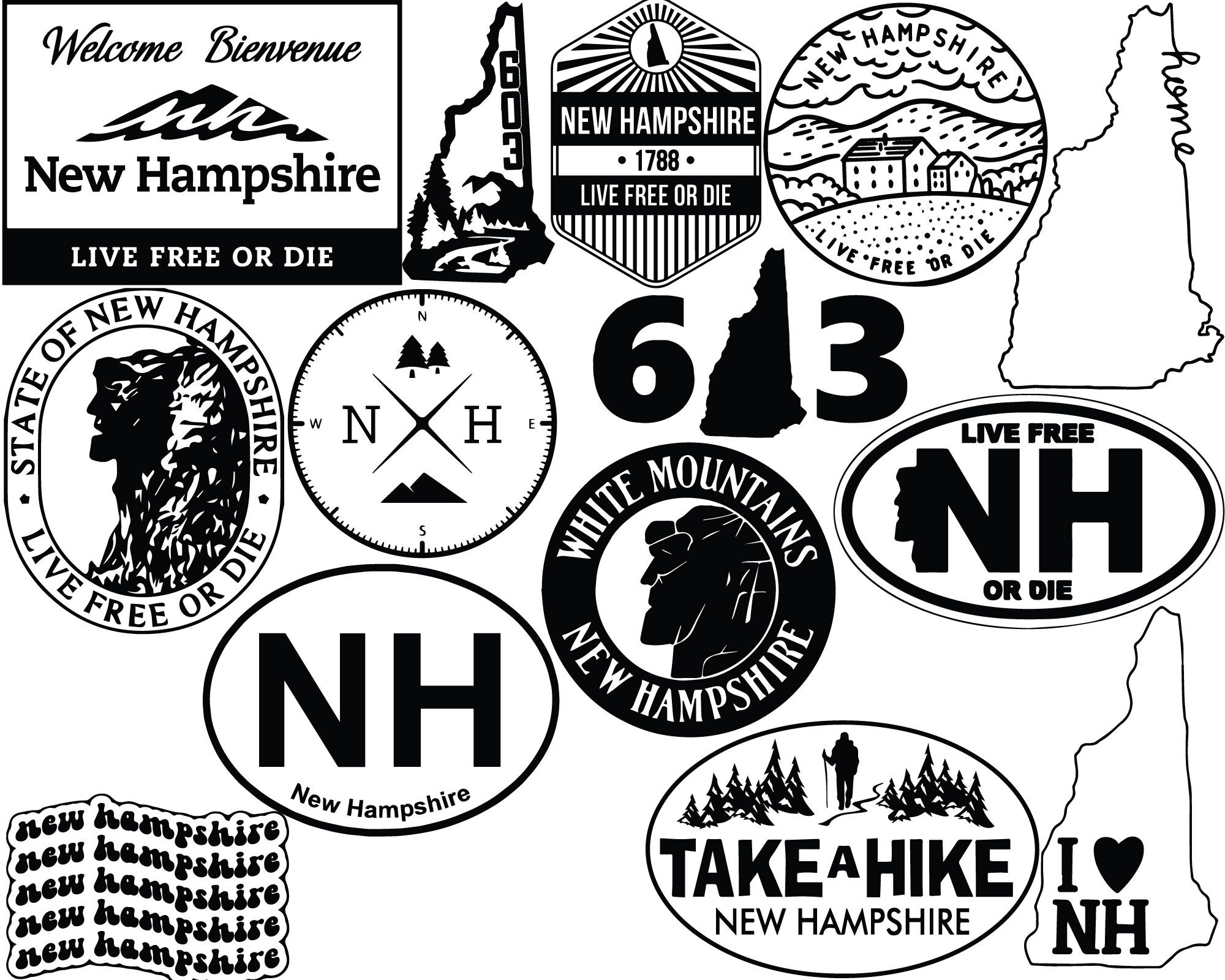 NH State Themed Mixed Svgs File Pack! *highest Quality* New England ...