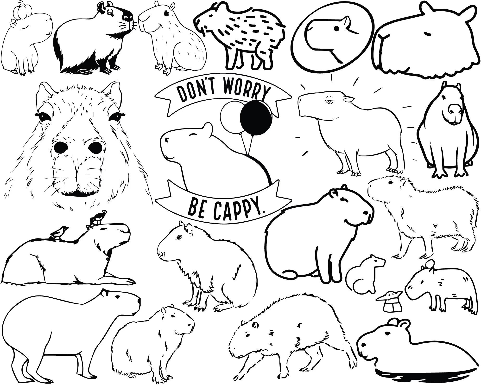 Capybara Svgs File Pack highest Quality cute Svgs - Etsy