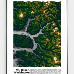 Poster Map of Mt. Baker, Washington State - Etsy