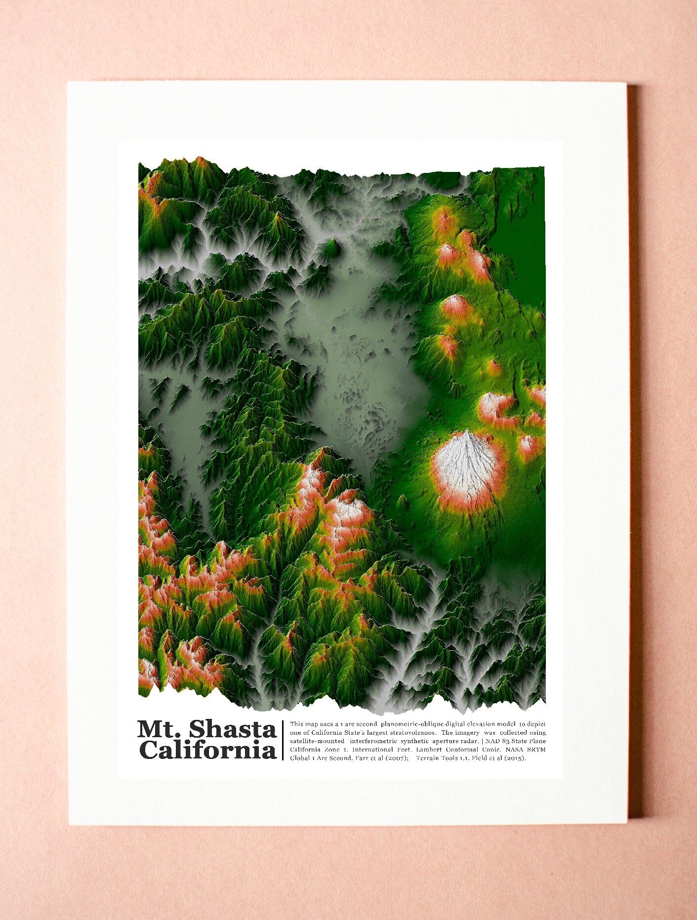 Poster Map of Mt. Shasta California State - Etsy