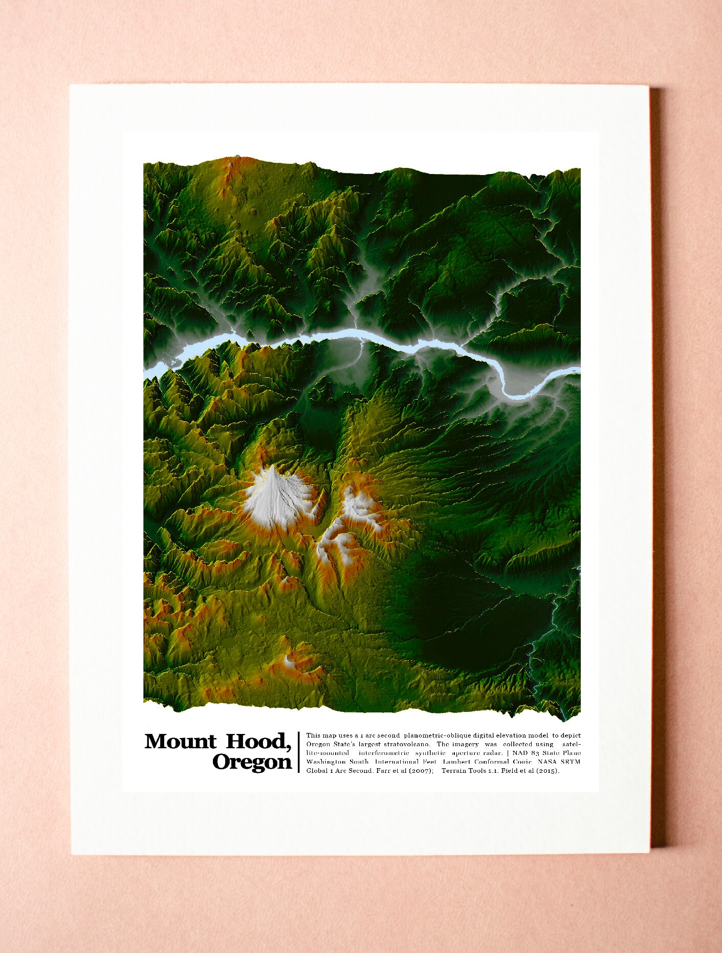 Poster Map of Mt. Hood, Oregon State - Etsy