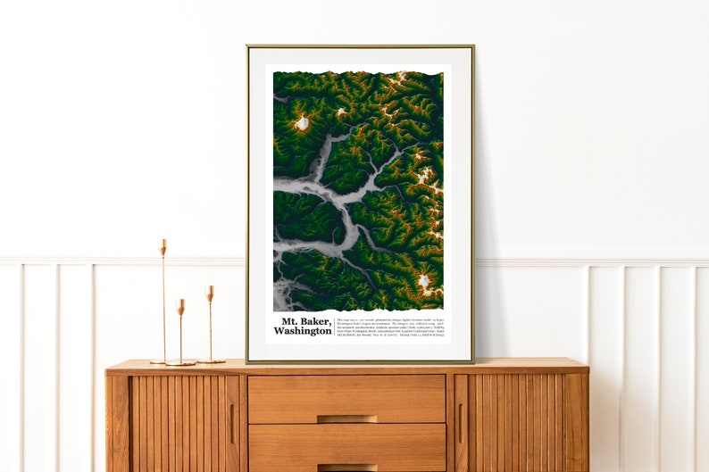Poster Map of Mt. Baker, Washington State - Etsy